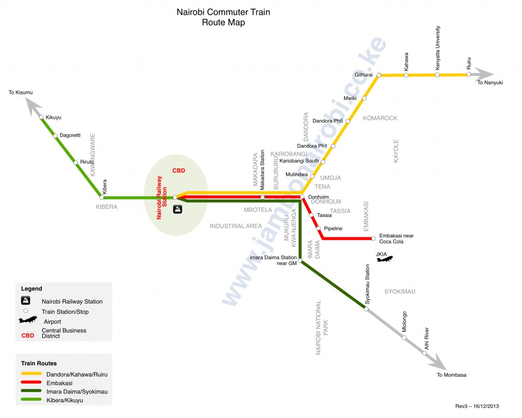 Nairobi Commuter Train Route Map